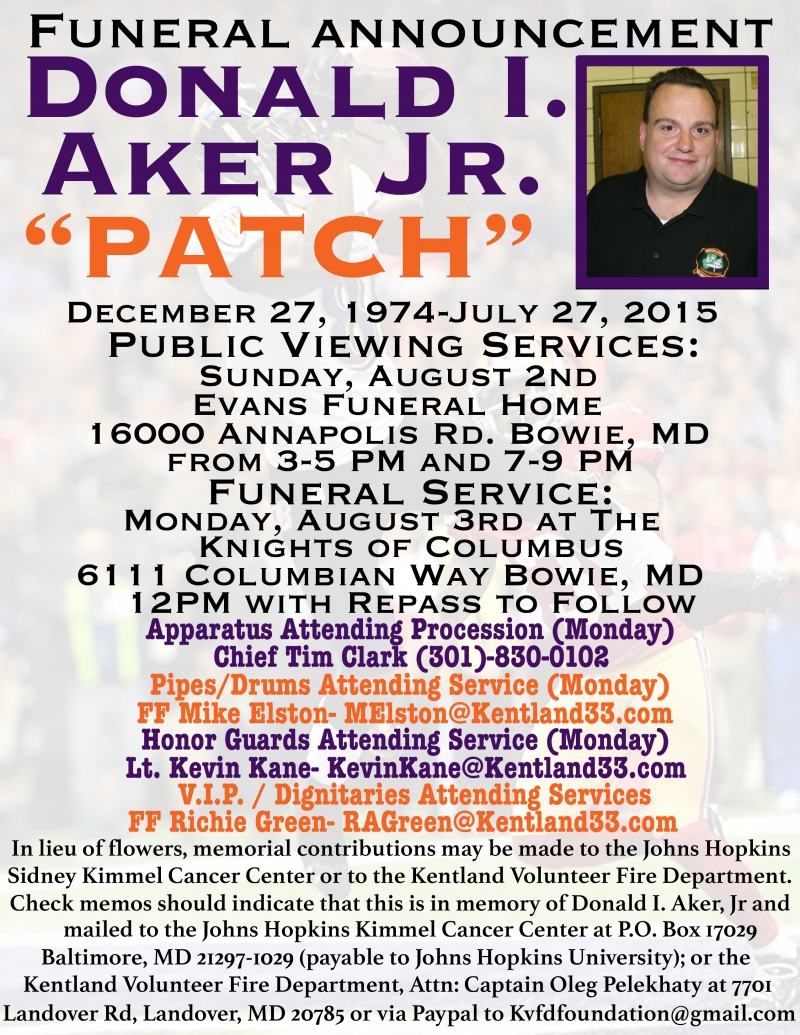 Service Arrangements for President Donald I. ("Patch") Aker, Jr ...